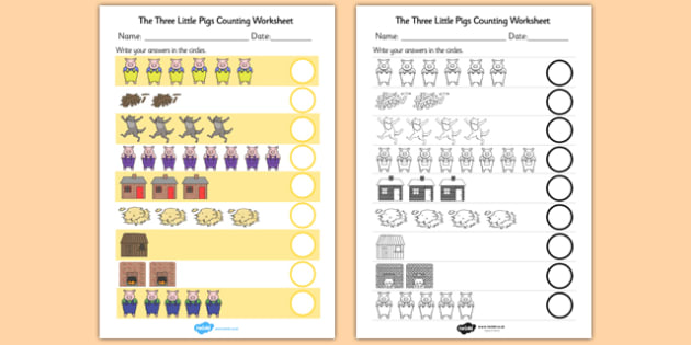 The Three Little Pigs Counting Sheet