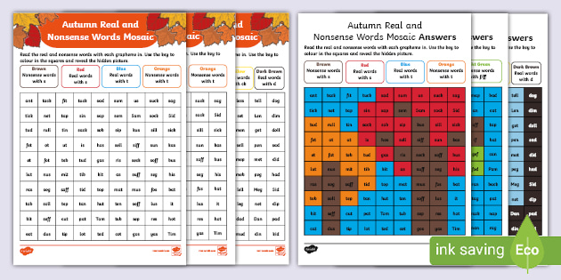 Autumn Phase 2 Phonics Mosaic Activity Sheets (teacher made)