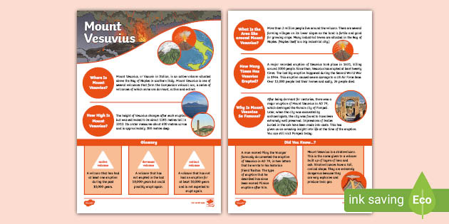 KS2 Mount Vesuvius Fact File (teacher made)