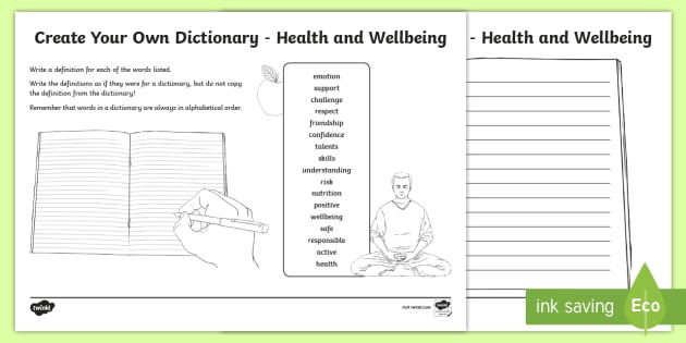 Health and Wellbeing Keywords Create Your Own Dictionary