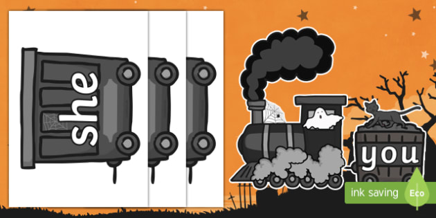 Halloween Ghost Train Phase 3 Tricky Words Display Cut-Outs