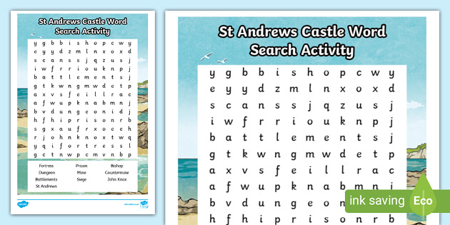 FREE! - St Andrews Castle Word Search Activity - Twinkl Resource