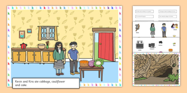 Silly K Sound Sentences Cut and Stick Pictures