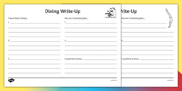 Diving Write Up Worksheet (teacher made)