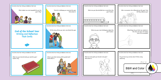 End of the Year Writing and Reflection Task Cards