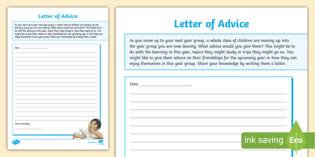 Letter of Advice to Children Entering the Year Group