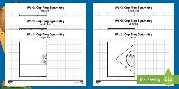 KS2 Football World Cup Symmetry Worksheets (teacher made)