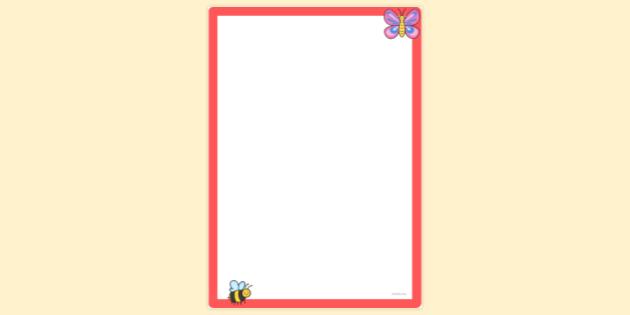Simple Blank Bee and Butterfly Page Border | Page Borders