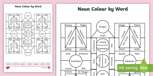 Noun Colour By Word 3-6 | Word Classes Resources