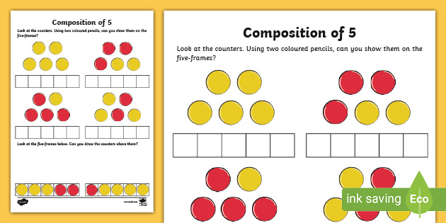 👉 Double-Sided Counters: Composition of 5 Worksheet