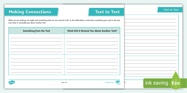 Making Connections - Text to Text Worksheet (teacher made)
