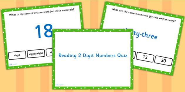 Reading 2 Digit Numbers PowerPoint Quiz (teacher made)