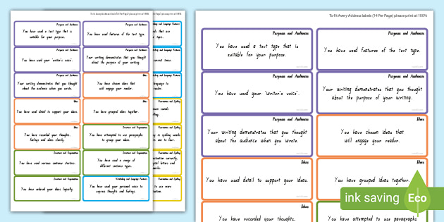 Marking Feedback Stickers - Level 2 Writing