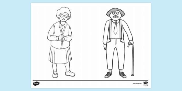 FREE! - Old Age Colouring Sheet | Teaching Resources | Twinkl