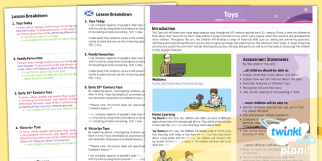 FREE! - History: Toys KS1 Planning Overview CfE