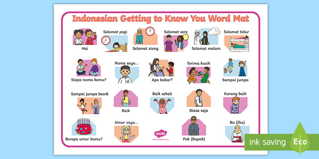 Indonesian Getting to Know You Word Mat (teacher made)