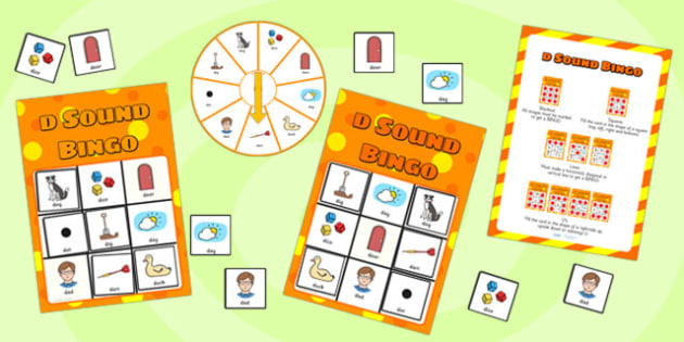 d Sound Bingo Game with Spinner (teacher made)