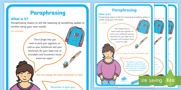 Paraphrasing Display Poster (teacher made)