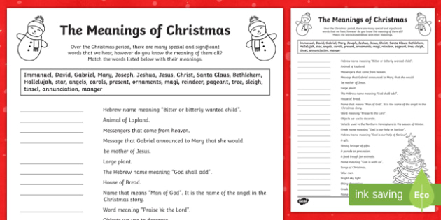 The Meanings of Christmas Worksheet / Worksheet-Australia