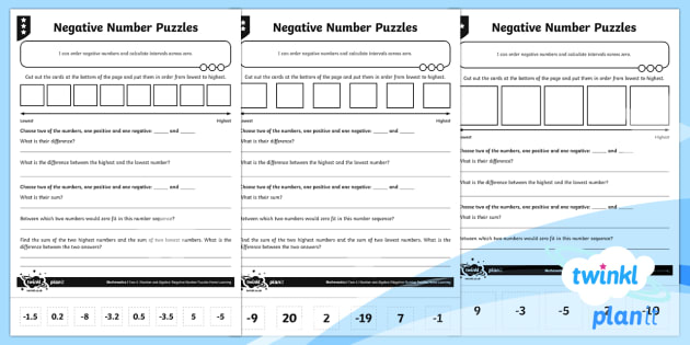 PlanIt Mathematics Y6 Number and Algebra Negative Number Puzzles Home