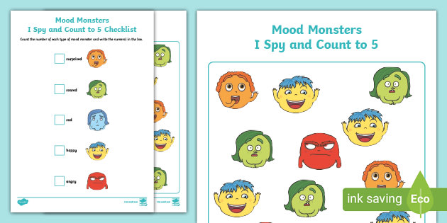 👉 Mood Monsters I Spy and Count Activity to 5