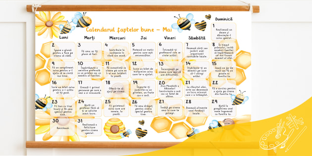 Calendarul faptelor bune Mai – Planșă Galeria de artă