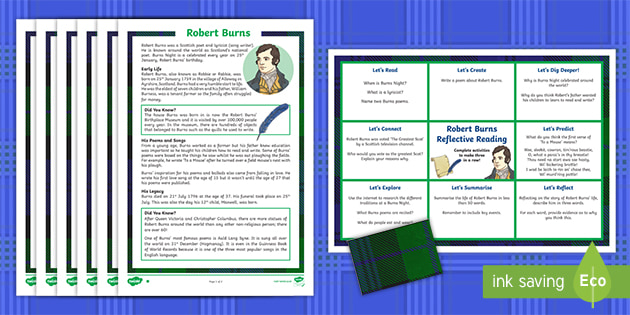 Robert Burns Reflective Reading Comprehension Activity