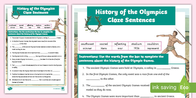 History of the Olympic Games Cloze activity | Olympic Games