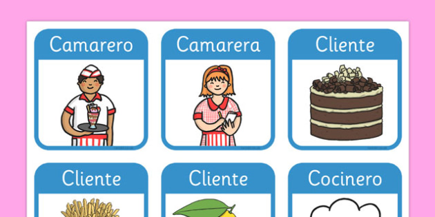 Restaurant Role Play Badges Spanish (teacher made)