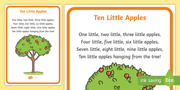 Ten Little Apples Rhyme Poster - fall, autumn, seasons, apples, rhymes and