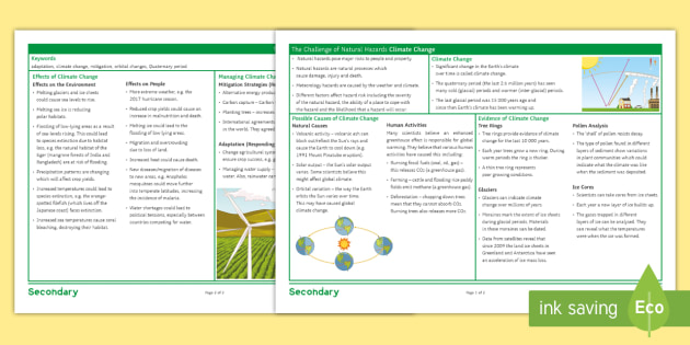 The Challenge of Natural Hazards: Climate Change Knowledge Organiser