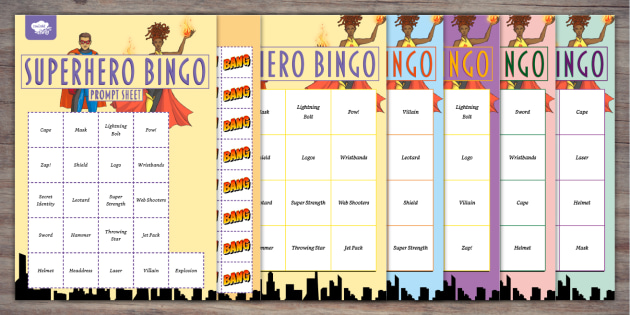 Superhero Bingo Game Printable | Twinkl Party (teacher made)
