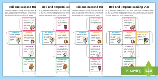 Roll and Respond Reading Dice Nets (teacher made)