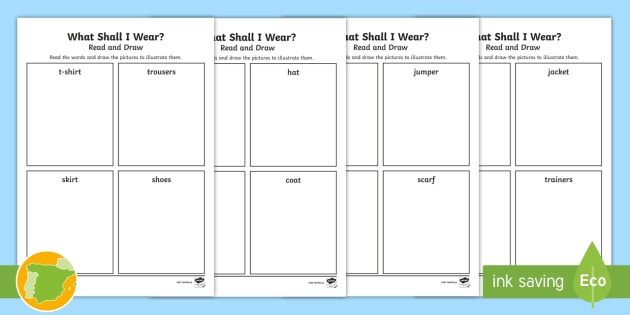 A2 Ficha de leer y dibujar: La ropa en inglés