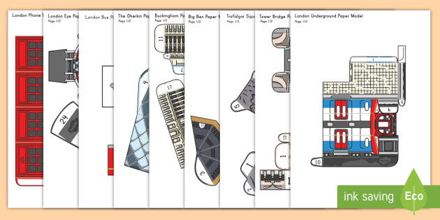 London Landmarks Paper Models Craft Pack (teacher made)