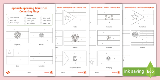 👉 Spanish Speaking Countries Colouring Flags Worksheet