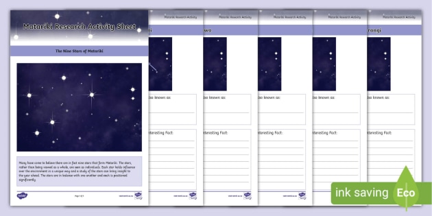 Matariki Research Activity Sheets (teacher made)
