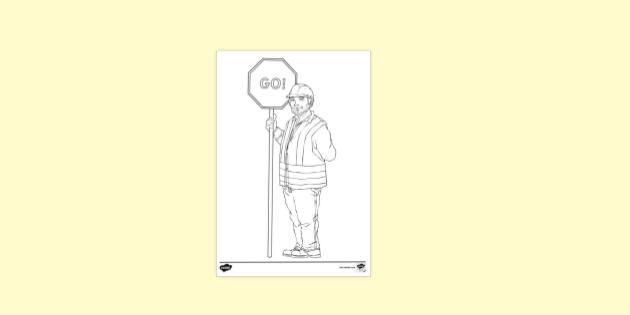 FREE! - Person Holding a Go Sign Colouring Sheet | Colouring Sheets
