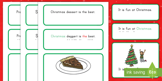 Christmas Simple Sentence Cards - reading, sentences, word