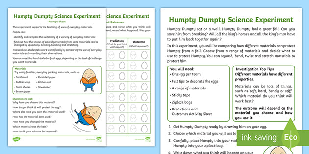 KS1 Humpty Dumpty Science Experiment (teacher made)