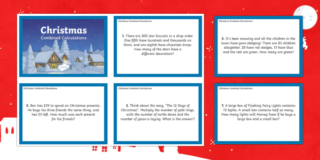 LKS2 Christmas Combined Calculations Challenge Cards