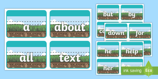 100 High Frequency Words Ground Grass and Sky Handwriting Flashcards - 100