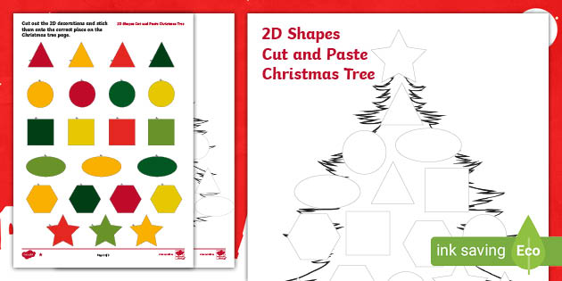 2-D Shapes Cut and Paste Christmas Tree Activity Sheet