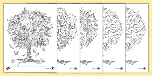 coloring pages of trees in the fall