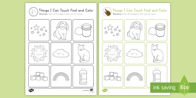 Things I Can Touch: Find and Color Worksheet (teacher made)