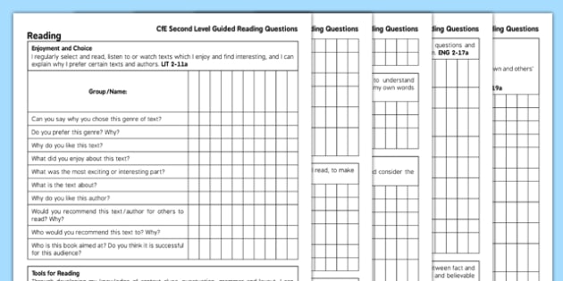 Second Level Guided Reading Questions