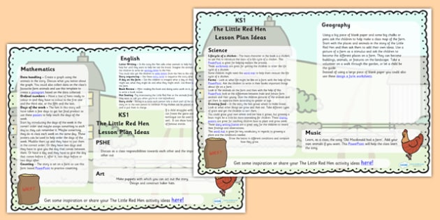 The Little Red Hen Lesson Plan Ideas KS1 (teacher made)