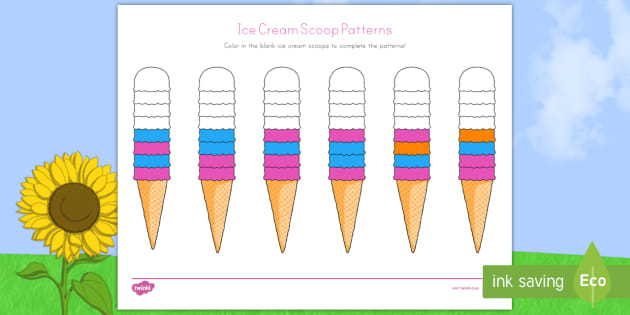 Ice Cream Scoop Repeating Patterns Activity (teacher made)