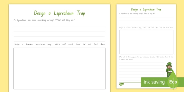 Years 3 and 4 Chapter Chat Week 2 Design a Leprechaun Trap Worksheet