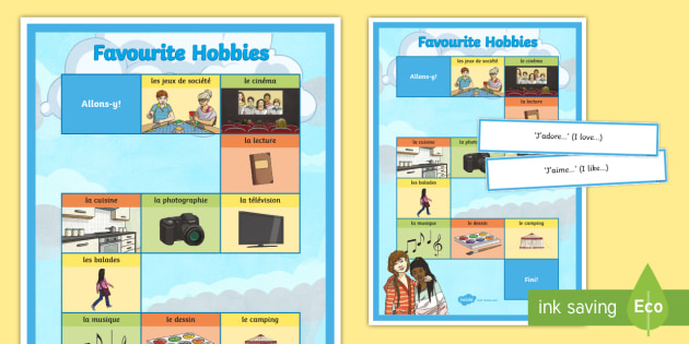 Favourite Hobbies Board Game French (teacher made)